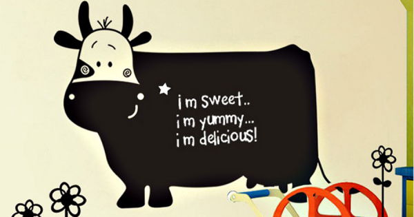 Decal Trang Trí Bảng Viết Con Bò Đen | TuongVip.vn