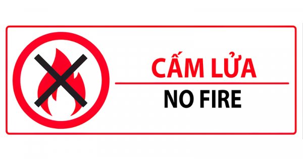 Biển Báo Dán Tường Cấm Lửa (10x25cm) | TuongVip.vn